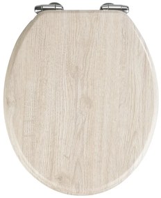 Světlé WC sedátko a snadným zavíráním Wenko Oak, 42,5 x 35,5 cm
