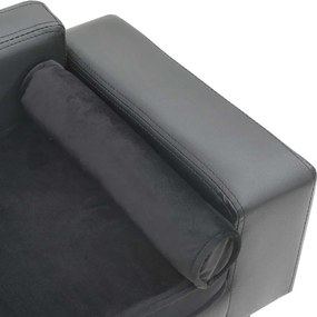 Pohovka pro psy šedá 81 x 43 x 31 cm plyš a umělá kůže 170953