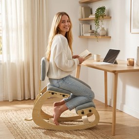HOMCOM Ergonomická kolenní židle, kolenní stolička se záhlavím, vzhled manšestru, kancelářská židle do domácnosti, kanceláře, meditace, tmavě šedá