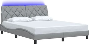 Rám postele s LED bez matrace Světle šedá 160x200 cm Látka 3310678