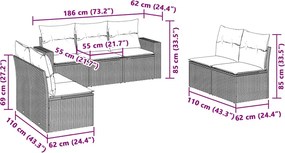 7dílná zahradní sedací souprava a podušky světle šedá polyratan 3251169