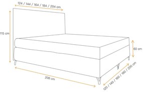 Boxspringová postel SHANNON - 200x200, béžová + topper ZDARMA