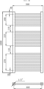 Gamma Erga Proper, topné těleso 1000x500 mm, 566W, černá, ERG-LAV-PROP-10050-BK