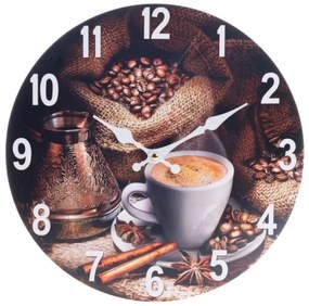 Nástěnné hodiny do kuchyně 33cm - káva