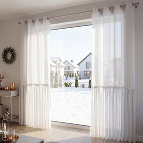VÁNOČNÍ ZÁCLONA NA KROUŽCÍCH FLAKE 140X250 CM BÍLÁ