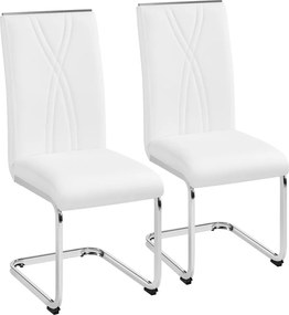 Sada 2 ks – Jídelní židle Yaheetech – bílá, 59 cm (délka) × 40,5 cm (šířka) × 98,5 cm (výška) (266528749816)