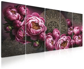 Malvis ® Vícedílný obraz Mandala s růžemi Velikost (šířka x výška): 150x70 cm