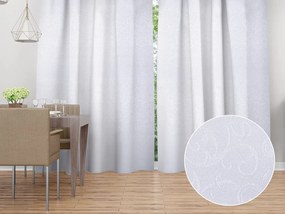 Biante Dekorační závěs TF-078 Ornamenty - studená bílá 150x140 cm