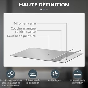 Kleankin LED kulaté koupelnové zrcadlo Ø 80 cm nástěnné zrcadlo s dotykovým spínačem, systém proti mlhám