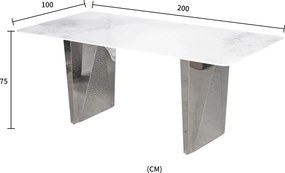 Jídelní stůl Modig 200 cm stříbrný/mramor