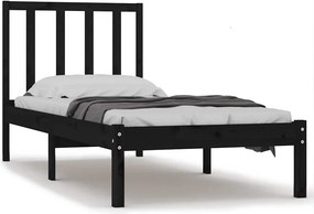 Rám postele černý masivní borovice 75 x 190 cm malé jednolůžko 3105100