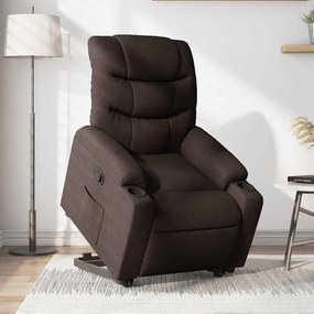 Zvedací polohovací křeslo tmavě hnědé textil 3206650