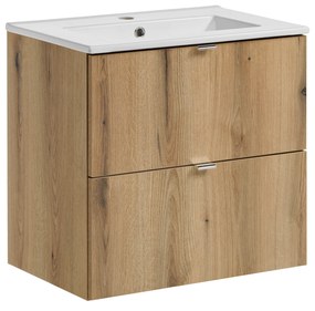 Comad Koupelnová skříňka s keramickým umyvadlem Nova Oak 60 cm - dub coast evoke