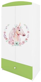 Babydreams | šatní skříň | zelená/bílá | kůň