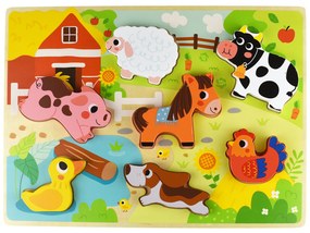 Dřevěné Montessori puzzle Hospodářská zvířata Tooky