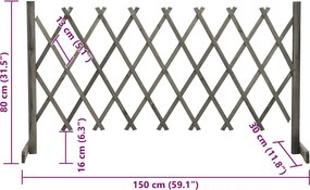Zahradní trelážový plot šedý 150 x 80 cm masivní jedle 314827