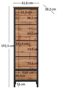 Regál 1d1s dub wotan / černý Loft