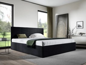Eka Čalouněná postel ANNA 140x200 cm Barva látky Trinity: Černá (Trinity 2316), Úložný prostor: Bez úložného prostoru