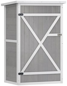 Outsunny zahradní přístřešek na nářadí police jedle černá+šedá+bílá 75x56x115cm | Aosom
