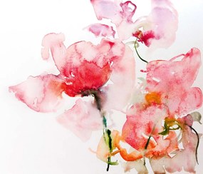 DIMEX | Vliesová fototapeta Malba - Květy akvarel MS-5-2043 | 375 x 250 cm| červená, bílá, růžová