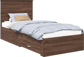 Rám postele Hnědý dub a stříbrná 75 x 190 cm Kompozitní dřevo 3409718