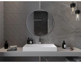 Mexen Loft, kulaté koupelnové zrcadlo 80 cm, barva rámu broušená ocel, 9850-080-080-000-10