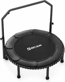Aosom Rebounder-trampolína pro dospělé, skládací, nastavitelná madla, protišmykové opěrky nohou, 102x102x106 cm, černá