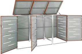 Přístřešek na tři popelnice 207 x 77,5 x 115 cm nerezová ocel 149564