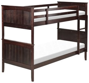 Dřevěná patrová postel 90 x 200 cm tmavé dřevo ALBON Beliani