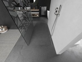 Mexen Kioto, sprchová zástěna Walk-In 110 x 200 cm, 8mm čiré sklo bílý vzor, ​​broušená ocel profil, 800-110-002-97-85