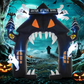 Outsunny Halloween nafukovací oblouk, Halloween dekorace, 300 cm velká Halloween dekorace s LED osvětlením, párty dekorace pro vnitřní a venkovní pro…