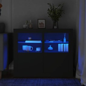 Odkládací Skříňky S Led Osvětlením 2 Ks Černé Kompozitní Dřevo
