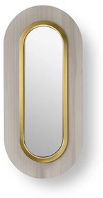 Oválné zrcadlové svítidlo ze dřevěné dýhy Lens Oval Wall  Oválné zrcadlové svítidlo ze dřevěné dýhy Lens Oval Wall Barva svítidla: Zlatá, Dekor: Šedý