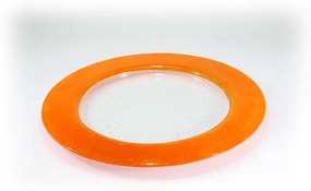 BDK-GLASS Kulaté talíře BAND - s oranžovým okrajem Průměr: 26cm