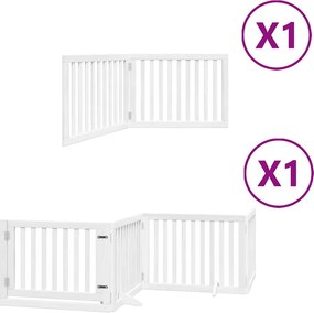 Zábrana pro psy s dvířky skládací 6 panelů bílá 480 cm topol 3155673