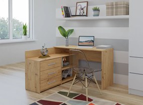TPS Rohový psací stůl + komoda DENIS 120 cm - Dub artisan