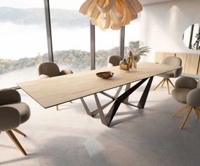 Jídelní stůl Edge 300x100 keramika Laminam® Sabbia křížová plochá ocel