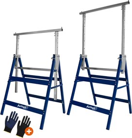 Teleskopické lešenářské kozy DANNY, sada 2 ks, max. 200kg, 69x57x81-130cm, stříbrná/modrá Jurhan