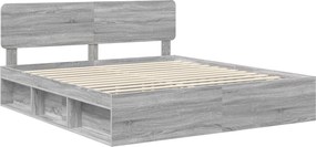 Rám postele Šedá Sonoma 200 x 200 cm Masivní borové dřevo 3412038
