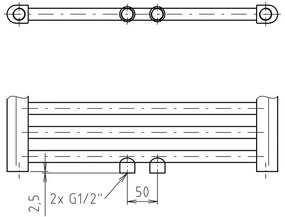 Mereo otopný žebřík rovný 450x1850 mm středové připojení bílý MT04S