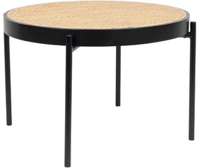 OnaDnes -20% Černý dřevěný konferenční stolek ZUIVER SPIKE 65 cm s ratanovým výpletem