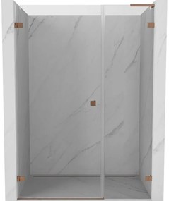 Mexen Lunar-B L sprchové dveře otočné levé 140 cm, transparentní, kartáčovaná měď - 832SL-140-050-65-00-L