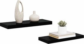 Plovoucí nástěnné police 2 ks lesklé černé 60x23,5x3,8 cm MDF 323770