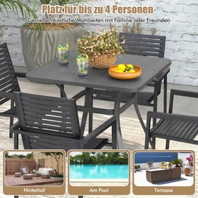 Costway Zahradní stůl s deskou ve vzhledu dřeva pro 4 osob – 80 × 80 × 73 cm