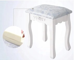 Toaletní stolek BAROCCO bílý + dárek houbička na make up ZDARMA