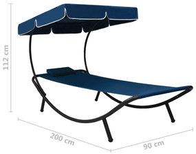 vidaXL Zahradní postel s baldachýnem a polštářem modrá