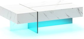 Costway Konferenční stolek ve vysokém lesku s 16 barevným LED osvětlením a 3