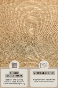 Hanse Home, Kusový koberec Jute Braided 106005 Gold kruh, 200x200 (průměr) kruh, béžová, chodba / předsíň
