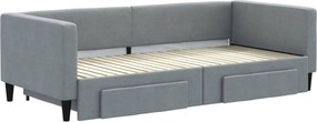 Válenda s přistýlkou a zásuvkami světle šedá 90 x 200 cm textil 3196614
