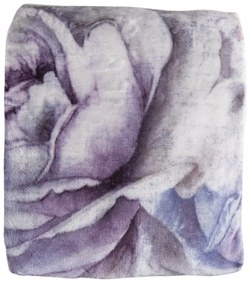 Světlý plyšový pléd s květy Margot – 130x180 cm